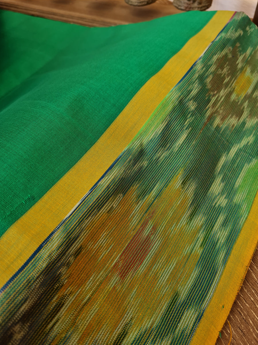 Silk Cotton Saree with Pochampally Borders – VALAMPURI