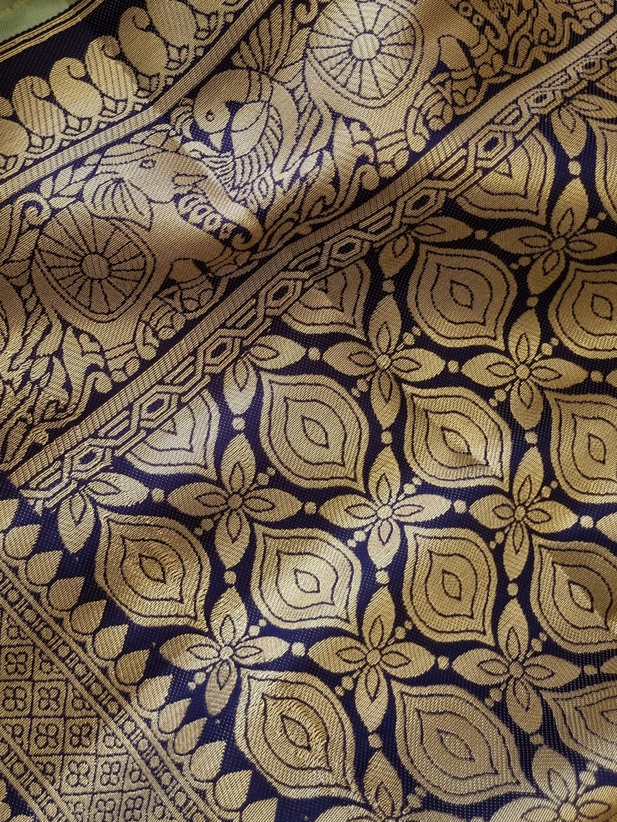 Mint Green Semi Silk Saree with Contrast Borders – VALAMPURI