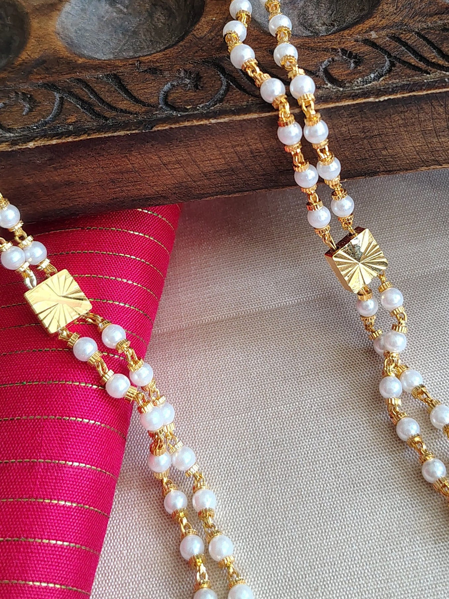 Impon & Pearl Necklace with a Lotus Pathakkam – VALAMPURI